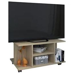 Wohnzimmertisch Vcm "Holz TV Lowboard Fernsehregal Rollen Findalo", braun (buche), B:80cm T:40cm, Sideboards, TVRack
