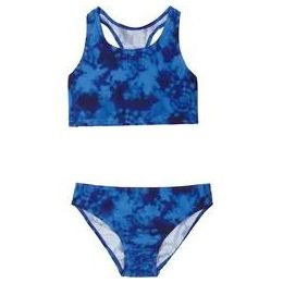 Bustier-Bikini bonprix, M&auml;dchen, Gr. 152/158, N-Gr, saphirblau, mitternachtsblau, mittelblau bedruckt, Obermaterial: 80% Polyamid, 20% Elasthan. Futter: 100% Polyester, Bikini-Sets, sportlicher Batik-Look, mit Elasthan-Anteil