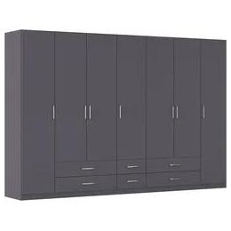 Dreht&uuml;renschrank Rauch "Kleiderschrank Garderobe GAMMA Breiten 91/136/181/226/271/315/360 cm", graumetallic, griffe chrom, B:315cm H:210cm T:54cm, Holzwerkstoff, Schr&auml;nke, Dreht&uuml;renschrank, mit Schubladen, verschiedene Griff-Varianten TOPSELLER MADE IN GERMANY