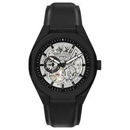 Giorgio Armani Automatikuhr ARMANI EXCHANGE "SYNC", schwarz, silberfarben, Armbanduhren, Damen, Automatikuhr, Armbanduhr, Herrenuhr, Mechanische Uhr, Lederarmband, analog