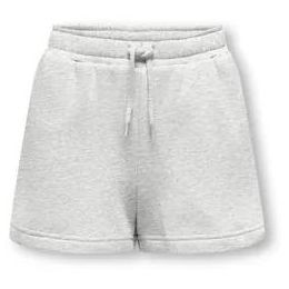 Sweatbermudas KIDS Only "KOGSUSAN STRING SHORTS VD ZA SWT", Jungen, Gr. 128, N-Gr, light grau melange, Sweatware, Obermaterial: 60% Baumwolle, 40% Polyester, meliert, unifarben, Basic ca. Mitte Oberschenkel, Hosen, mit elastischem Bund und Kordelzug