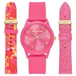 Quarzuhr Skechers "Printed Interchangeable Straps", pink, rosa, Armbanduhren, Damen, Quarzuhr, Armbanduhr, Damenuhr, Silikonarmband, Ideal auch als Geschenk, analog