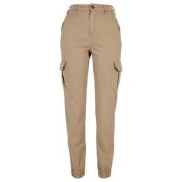 Cargohose Urban Classics "Urban Classics Damen Ladies High Waist Cargo Pants", Damen, Gr. 33, Normalgr&ouml;&szlig;en, unionbeige, 98% Baumwolle, 2% Elasthan, unifarben, normal, Hosen Cargohose