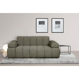 2-Sitzer Home Affaire "LYOTH Design-Sofa, moderne Steppung, Breite 180 cm", oliv, B:180cm H:71cm T:93cm, 100% Polyester, Sofas, 2-Sitzer, mit Wellenunterfederung, gem&uuml;tlich und modern, komfortables Sitzgef&uuml;hl