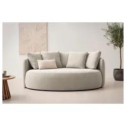 2,5-Sitzer OTTO HOME "Kaarl, rundes Loungesofa, Sofa mit Kissen, perfekt gepolstert", hellbeige, B:200cm H:90cm T:123cm, Sofas, Webstoff, in f&uuml;nf Farben, zeitloses Design, inkl. 5 R&uuml;ckenkissen