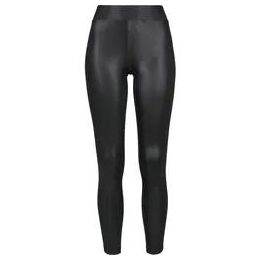 Leggings Urban Classics "Urban Classics Damen Ladies Synthetic Leather Leggings", Damen, Gr. 5XL, US-Gr&ouml;&szlig;en, schwarz, 87% Polyester, 13% Elasthan, unifarben, skinny fit, Hosen Leggings