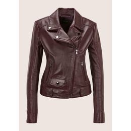 Madeleine Mode Lederjacke MADELEINE "Lederjacke Verk&uuml;rzte, elegante Lammnappa-Jacke Langarm", Damen, Gr. 40, braun (portwein), Obermaterial: 100% Lammnappaleder LANA., Modern, Jacken Lederjacke, Lammnappaleder, Biker-Form
