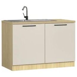 Sp&uuml;lenschrank KOCHSTATION "Luna, Unterschrank f&uuml;r Sp&uuml;le, K&uuml;chensp&uuml;lenschrank, Made in Italy", kaschmirfarben, eiche chopinfarben, B:120cm H:85cm T:60cm, Schr&auml;nke, Sp&uuml;lenschrank, B/T/H: 120&times;60&times;85 cm, inklusive Einbausp&uuml;le und Siphon