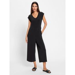 Jumpsuit Heine, Damen, Gr. 36, Normalgr&ouml;&szlig;en, schwarz, 95% Polyester, 5% Elasthan, unifarben, wadenlang, Overalls Jumpsuit