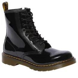 Schn&uuml;rboots Dr. Martens "1460 Y Black Patent Lamper", M&auml;dchen, Gr. 37, schwarz, Lackleder, Schuhe Schn&uuml;rboots, Kinder Stiefel, Boots mit logobedruckter Anziehlasche