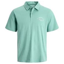 Jack & Jones PlusSize Poloshirt "JJBRANDON POLO SS PLS", Herren, Gr. 4XL, mineral blau, Jersey, Obermaterial: 100% Baumwolle, JACK & JONES PLUSSIZE, bedruckt, regular fit, Shirts