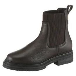 Winterboots Tommy Hilfiger "TH PLAQUE PEBBLE CHELSEA WARM", Herren, Gr. 38, dunkelbraun, Leder, Schuhe Winterboots, Chelseaboots, Schlupfboots, Stiefelette mit praktischer Anziehlasche