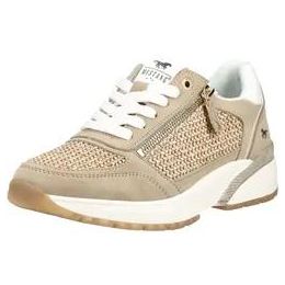 Sneaker Mustang SHOES "Mustang Shoes Sneaker Lederimitat/Textil", Herren, Gr. 38, beige, Lederimitat, Textil, Schuhe Sneaker