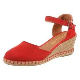 Slingpumps VERBENAS, Damen, Gr. 39, rot, Veloursleder, unifarben, Schuhe Slingpumps, Keilsandalette, Sommerschuh, Urlaubsschuh mit Bastbesatz