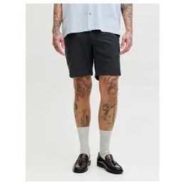 Jack & Jones Chinoshorts JACK & JONES "JPSTMARCO BREEZE SHORTS SRT", Herren, Gr. XS, N-Gr, schwarz detail:solid, Web, Obermaterial: 81% Baumwolle, 15% Leinen, 4% Elasthan, unifarben, regular fit, Hosen Chinoshorts