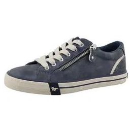 Sneaker Mustang SHOES "Winona", Herren, Gr. 37, navy, Lederimitat, Schuhe Sneaker, Freizeitschuh, Halbschuh, Schn&uuml;rer mit Besatz im Animal-Look