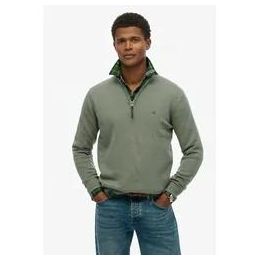 Troyer Superdry "ESSENTIALS COTTON HALF ZIP", Herren, Gr. L, lilypad gr&uuml;n marl, Strick, Obermaterial: 100% Baumwolle, meliert, slim fit normal, ohne Ausschnitt, Rippb&uuml;ndchen, Pullover Troyer