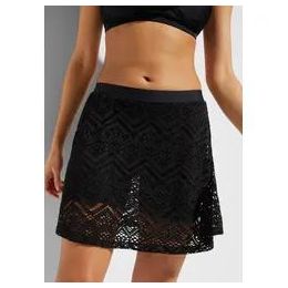Bade-Rock bonprix, Damen, Gr. 44, N-Gr, schwarz, Obermaterial: 80% Polyamid, 20% Elasthan. Futter: 100% Polyester. Spitze: 95% Polyester, 5% Elasthan, Badehosen, mit integrierter Radlerbadehose, mit elastischem Bund, mit Spitze