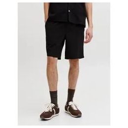 Jack & Jones Shorts JACK & JONES "JPSTJAIDEN WAVY JOGGER SHORTS REG SN", Herren, Gr. M, N-Gr, schwarz, Web, Obermaterial: 100% Baumwolle, unifarben, relaxed fit kniefrei, Hosen Shorts, Baumwolle, locker geschnitten