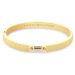 Armspange Tommy Hilfiger "STRIPES", gelbgoldfarben, rot, wei&szlig;, blau, kristallwei&szlig;, kristallwei&szlig;, Armb&auml;nder, Damen, Edelstahl, Armspange, mit Glasstein - Emaille