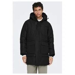 Only & Sons Parka ONLY & SONS "ONSCAM PARKA OTW", Herren, Gr. XL, schwarz, Web, Obermaterial: 100% Polyester, unifarben, Windstopperb&uuml;ndchen, Jacken Parka