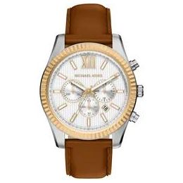 Chronograph Michael Kors "LEXINGTON", braun, goldfarben, Armbanduhren, Herren, Chronograph, Quarzuhr, Armbanduhr, Herrenuhr, Lederarmband, analog, Tag