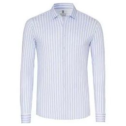 Langarmhemd DESOTO "Casual Kent 1/1", Herren, Gr. L, N-Gr, light blau stripes, Jersey, Obermaterial: 100% Baumwolle, gestreift, slim fit normal, Manschette, Hemden, Jerseyshirt, Kentkragen, slim fit
