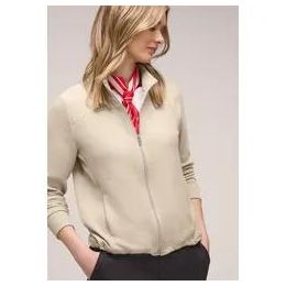 Cardigan Street One, Damen, Gr. 40, cotton beige, Web, 86% Baumwolle, 12% Polyester, 2% Elasthan, unifarben, comfort fit normal, Rundhals, B&uuml;ndchen, Strickjacken, mit Turtleneck