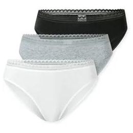 Slip Schiesser "Slip 3er Pack", Damen, Gr. L, bunt (schwarz, grau, wei&szlig;), Obermaterial: 95% Baumwolle CO. 5% Elasthan EL., Unterhosen Slip