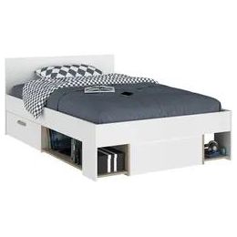 Stauraumbett Parisot "Achille 1", wei&szlig;, wei&szlig;, wei&szlig;, B:124cm H:76cm L:204cm, Betten, Stauraumbett