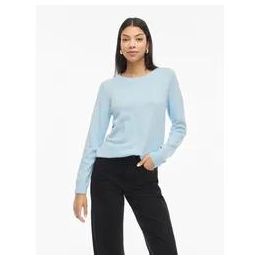 Rundhalspullover Vila "VIRIL O-NECK L/S KNIT TOP - NOOS", Damen, Gr. XL, nantucket breeze detail:light melange, Feinstrick, Obermaterial: 50% Viskose, 27% Nylon, 23% Polyester, meliert, regular fit normal, Rundhals, Rippb&uuml;ndchen, Pullover Rundhalspullover, Viskosemischung, regular fit
