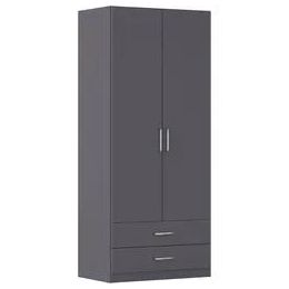 Dreht&uuml;renschrank Rauch "Kleiderschrank Garderobe GAMMA Breiten 91/136/181/226/271/315/360 cm", graumetallic, griffe chrom, B:91cm H:210cm T:54cm, Holzwerkstoff, Schr&auml;nke, Dreht&uuml;renschrank, mit Schubladen, verschiedene Griff-Varianten TOPSELLER MADE IN GERMANY