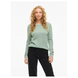 Rundhalspullover Vila "VIDALO O-NECK L/S KNIT TOP- NOOS", Damen, Gr. XXL, blau surf, Feinstrick, Obermaterial: 100% Baumwolle, unifarben, regular fit normal, Rundhals, Rippb&uuml;ndchen, Pullover Rundhalspullover, Baumwolle, regular fit