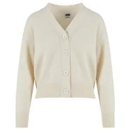 Strickjacke Urban Classics "Urban Classics Damen Ladies Rib Cardigan", Damen, Gr. XL, sandwei&szlig;, 50% Baumwolle, 50% Polyacryl, unifarben, normal, V-Ausschnitt, Strickjacken Strickjacke