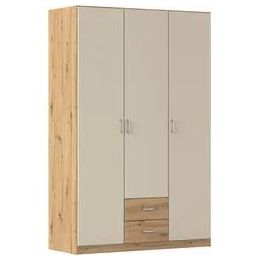 Dreht&uuml;renschrank Rauch "Kleiderschrank Garderobe GAMMA Breiten 91/136/181/226/271/315/360 cm", eiche artisan, beige (champagner), griffe alu, B:136cm H:210cm T:54cm, Holzwerkstoff, Schr&auml;nke, Dreht&uuml;renschrank, mit Schubladen, verschiedene Griff-Varianten TOPSELLER MADE IN GERMANY