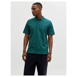 Jack & Jones Poloshirt JACK & JONES "JJEAUSTIN POLO SS NOOS", Herren, Gr. M, atlantic deep detail:classic, Jersey, Obermaterial: 58% Polyester, 40% Baumwolle, 2% Elasthan, unifarben, regular fit normal, ohne Ausschnitt, gerader Abschluss, Shirts, Materialmix, regular fit