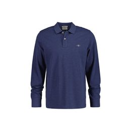 Poloshirt Gant "Poloshirt Regular Shield Longsleeve Pique Rugger 1er Pack", Herren, Gr. 4XL, blau (blau (jeansblau melange)), Obermaterial: 100% Baumwolle CO., Shirts Poloshirt