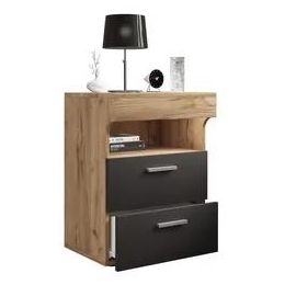 Nachttisch Vcm "Holz Nachttisch Nachtschrank Schublade Slepal L", schwarz (honig, eiche, anthrazit), B:45cm T:39cm, Sideboards, Nachttisch
