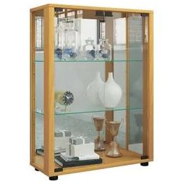 Standvitrine Vcm "Glas Stand Vitrine Sammelvitrine Sintalo Spiegel", braun (buche), B:60cm T:25cm, Obermaterial: 100% Holz Wood., Schr&auml;nke, Standvitrine