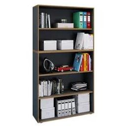B&uuml;cherregal Vcm "Holz B&uuml;ro Regal B&uuml;cher Ordner Salia 5fach B. 100cm", schwarz (anthrazit), B:100cm T:33cm, Regale, B&uuml;cherregal