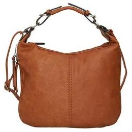 Schultertasche Harpa "Tate", Damen, Gr. B/H/T: 9cm x 32cm x 41cm, cognac, Lederimitat, unifarben, Taschen Schultertasche, durch Rei&szlig;verschluss erweiterbar