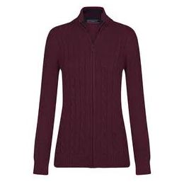 Strickjacke FELIX HARDY "Strickjacke mit Zopfmuster", Damen, Gr. M, bordeaux, 100% Baumwolle, Strickjacken Strickjacke