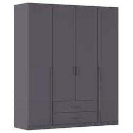 Dreht&uuml;renschrank Rauch "Kleiderschrank Garderobe GAMMA Breiten 91/136/181/226/271/315/360 cm", graumetallic, griffstangen graumetallic, B:181cm H:210cm T:54cm, Holzwerkstoff, Schr&auml;nke, Dreht&uuml;renschrank, mit Schubladen, verschiedene Griff-Varianten TOPSELLER MADE IN GERMANY