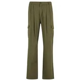 Cargohose Urban Classics "Urban Classics Wide Pleated Cargo Pants", Damen, Gr. 31, Normalgr&ouml;&szlig;en, lightolive, 80% Baumwolle, 18% Polyester, 2% Elasthan, unifarben, relaxed fit, Hosen Cargohose