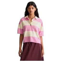 Marc O'Polo Poloshirt MARC O'POLO DENIM, Damen, Gr. XL, light pink_multi, Strick, Obermaterial: 81% Baumwolle, 19% Polyamid, regular fit lang, Shirts, regular aus Crinkled Organic Cotton-Mix, Strick, mit Blockstreifen