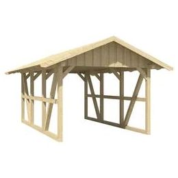 Skan Holz Einzelcarport SKANHOLZ "Schwarzwald", braun (eiche hell), B/H/T: 424cm x 220cm x 600cm, Carports, mit Dachschalung