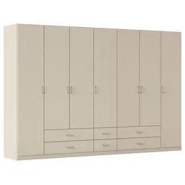 Dreht&uuml;renschrank Rauch "Kleiderschrank Garderobe GAMMA Breiten 91/136/181/226/271/315/360 cm", beige (champagner), griffe alu, B:315cm H:210cm T:54cm, Holzwerkstoff, Schr&auml;nke, Dreht&uuml;renschrank, mit Schubladen, verschiedene Griff-Varianten TOPSELLER MADE IN GERMANY