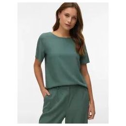 V&eacute;ro Moda Blusenshirt VERO MODA "VMMYMILO SS O-NECK TOP WVN GA", Damen, Gr. XS, laurel wreath, Web, Obermaterial: 55% Viskose, 45% Leinen, unifarben, regular fit normal, Rundhals, Shirts Blusenshirt, mit Leinen