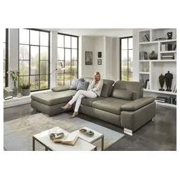 Ecksofa DIE PLANBAR "PN-IN16012 L-Form, Breite 309 cm", grau (torro olive), B:309cm H:85cm T:195cm, Sofas, Ecksofa, inkl. Sitztiefenverstellung, optional mit Kopfteilverstellung