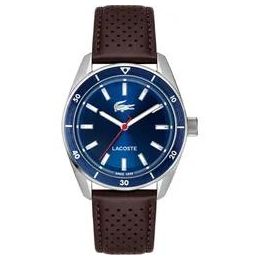 Quarzuhr Lacoste "BOSTON", braun, blau, Armbanduhren, Herren, Quarzuhr, Armbanduhr, Herrenuhr, Lederarmband, analog